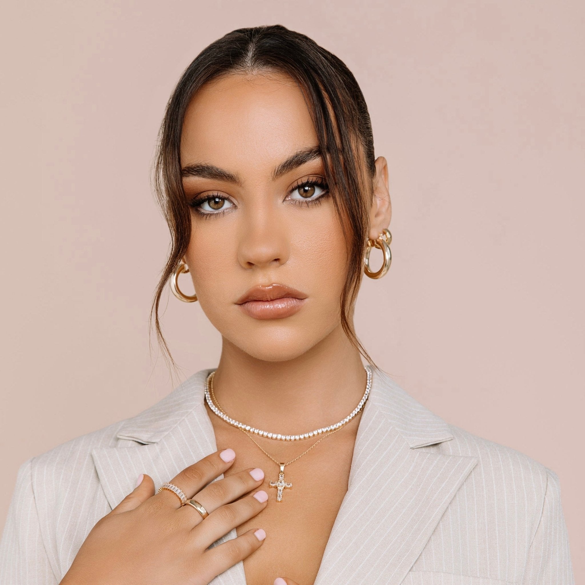 Anais Gold Pave Tennis Crystal Choker Chain | The Essential Jewels