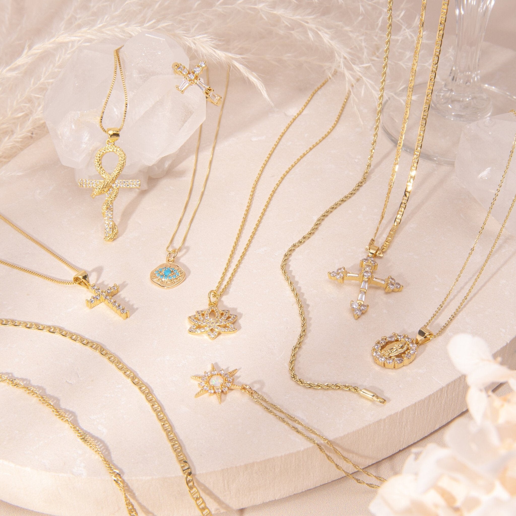 Mini Cross Gold Necklace | The Essential Jewels